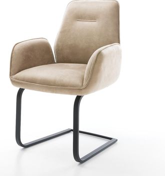 DELIFE Freischwinger Clea-Flex Mikrofaser Taupe Vintage Freischwinger flach Schwarz, Esszimmerst&uuml;hle