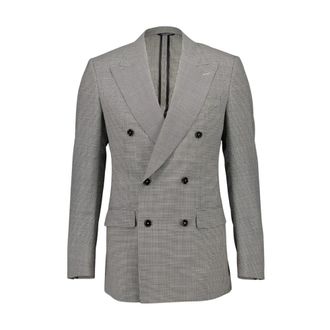 Dolce & Gabbana Doppelreihige Hahnentritt-Wolljacke - - Suits - Herren - Grau - M