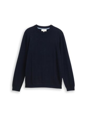 Tom Tailor Herren 1048720 Strickpullover mit Fischgr&auml;tstruktur, 10668-Sky Captain Blue, M