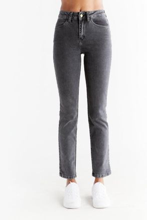 Evermind Damen vegan Jeans Straight Fit Carbon Gray