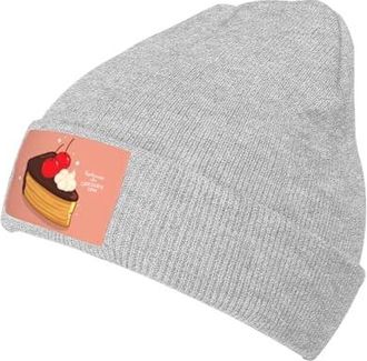 Generic Bonnet Tricoté Gâteau Au Chocolat Et Aux Cerises Coupe-Vent Bonnet Chapeau Tricot Doux Casquette Tricoté pour Ski Femme Cyclisme