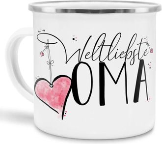 Tassendruck Emaille mit Spruch für die Weltbeste Oma - Kaffeetasse/Familie/Geschenk-Idee/Mug/Cup/Emaille klein