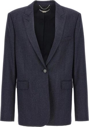 Stella McCartney Femme, Vestes, Bleu, Taille: 38 FR Blazer crois&eacute; en flanelle de laine