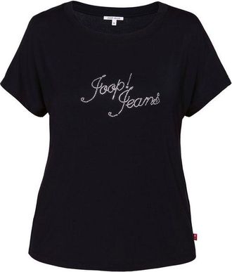 Joop Pyjamaoberteil mit Rundhalsausschnitt und kurzen &Auml;rmeln, Logo mit Glitzersteinen