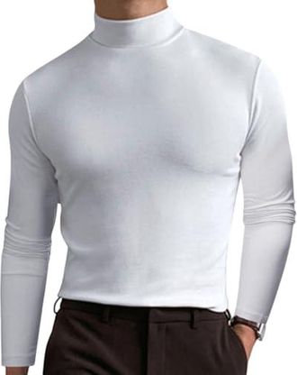 Generic Homebbc T-shirt &agrave; col montant pour homme, coupe ajust&eacute;e, extensible et respirant, col roul&eacute; thermique, manches longues, pour salle de sport ou d&eacute;contr