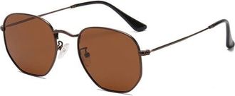 Generic Lunettes De Soleil Polaris&eacute;es &Agrave; Monture M&eacute;tallique Irr&eacute;guli&egrave;re For Hommes Et Femmes, Lunettes De Soleil De F&ecirc;te De Vacances &Agrave; La(Brown)