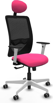 Piqueras y Crespo Palo Zulema Schreibtischstuhl mit wei&szlig;en und schwarzen Armlehnen, h&ouml;henverstellbarer Lendenwirbelst&uuml;tze und festem Kopfteil, ausgestattet mit Sincro 3