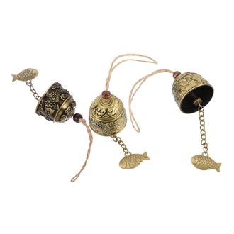 Artibetter 3 St&uuml;ck Feng Shui Windspiele aus Bronze mit Drachen und Fischmotiven Vintage Metall H&auml;ngeglocken f&uuml;r Hausgarten Terrasse Chinesisches Gl&uuml;cks Windspiel