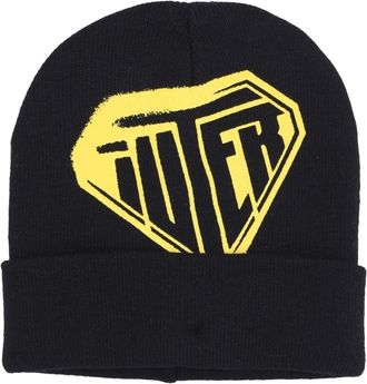 Iuter Schwarz/Gelb Stencil Beanie M&uuml;tze - - Accessories - Herren - Schwarzk - ONE SIZE