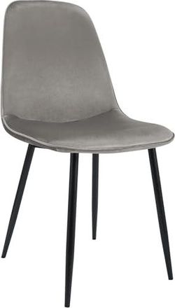 Clp Chaise de Salle &agrave; Manger rembourr&eacute;e Maryam, Chaise de Cuisine avec Dossier et Cadre en m&eacute;tal Noir, supporte jusqu&agrave; 150 kg, Couleur:Gris Clair, Mat&eacute;rie