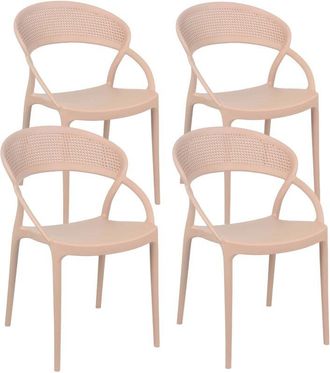 Oviala Lot de 4 chaises de terrasse roses