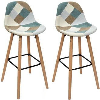 Toilinux Toilinux - Lot de 2 Tabourets de bar Patchwork