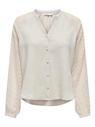 Only Damen Onllisa L/S Button Top WVN, Pumice Stone, S