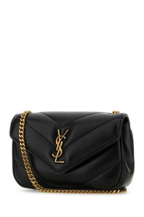 Saint Laurent Womens Black Leather Mini Loulou Crossbody Bag Nero Borse A Tracolla