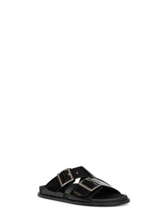 Alohas Womens Black Patent Leather Alba Sandals