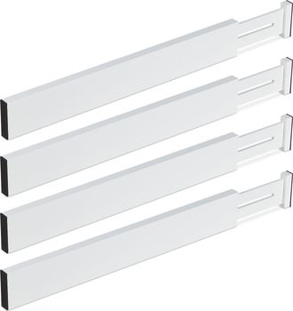 Relaxdays Schubladentrenner, 4er Set Ladentrenner, verstellbar von 46 bis 56 cm, Schubladenteiler K&uuml;che, Bambus, wei&szlig;