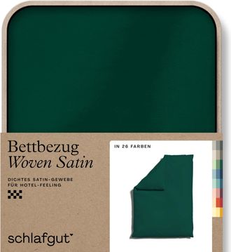 Schlafgut Woven Satin Bettwäsche 135x200cm Bettdecke Bezug einzeln, Green Deep Uni in Hotelqualität mit 100% Baumwolle