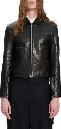 Ann Demeulemeester Karlo Slim Fit Zipped Biker With Fringes - Homme - Vestes - Noir - Taille: XL