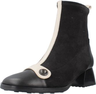 Hispanitas Marsella Damen Stiefelette in Schwarz aus Echtleder und Textil Stretch mit Knopf Detail. schwarz Gr. 40