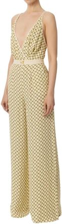 Elisabetta Franchi Femme, Combinaisons et Ensembles, Multicolore, Taille: 38 FR Combinaison Imprim&eacute; Diamants en Georgette