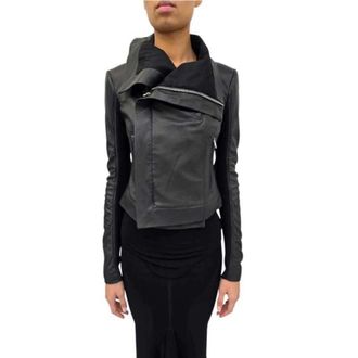 Rick Owens Femme, Vestes, Noir, Taille: 44 FR Veste Biker Classique
