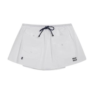 Miu Miu Logo Mini Skirt - - Skirts - Damen - Wei&szlig; - S