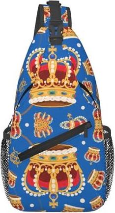 Generic Multifonction Sacoche Homme Bandouliere Art de la Couronne Royale dOr Sling Sac &agrave; Bandouli&egrave;re R&eacute;glable Cross Body pour &eacute;cole Homme Femme