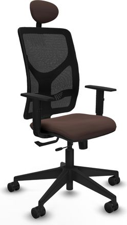 Piqueras y Crespo B&uuml;rostuhl mit 1D-Armen, h&ouml;henverstellbare Lendenwirbelst&uuml;tze und festes Kopfteil, ausgestattet mit Syncro/Traslack und Schneideschaum, Schwarz/Dunkelb