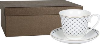 Livello Set aus 2 Porzellantassen mit Untertassen 250 ml Elegante Kaffeetassen im Geschenkset Kaffebecher Kaffe-Tasse Porzellan Pott Tee Küche Restaurant Tass