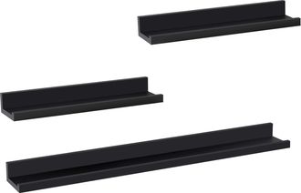 Woltu Bilderleiste 3er Set, Fotoleiste Bilderregal Wandregal Bild Magazin Fotohalter, Schwarz RG9491sz2