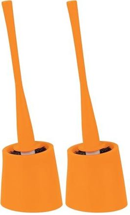 Spirella WC B&uuml;rste Klob&uuml;rste Toilettenb&uuml;rste hochwertig Move mit hygienischem Beh&auml;lter &Oslash;xH: 12,5 x 40cm - Orange (Packung mit 2)