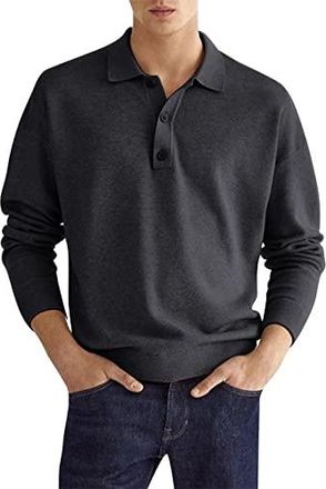 Generic Polo de golf pour homme - Haut de golf à manches longues tendance décontracté vêtements de travail polo de tennis t-shirts pour homme simple couleur u
