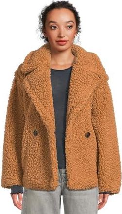 UGG Gertrude Short Teddy Coat Manteau, ch&acirc;taigne, Large Femme