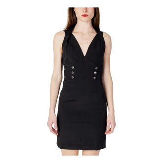 Guess Femme, Robes, Noir, Taille: 36 FR Robe noire sans manches &agrave; col en V plongeant
