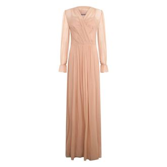 Alberta Ferretti Elegantes langes Kleid mit V-Ausschnitt - - Dresses - Damen - Rosa - S