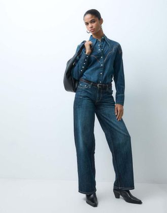 Wrangler Denim-Westernhemd in Dunkelblau