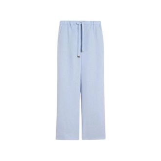 Max Mara Femme, Pantalons, Bleu, Taille: 36 FR Pantalon en Lin Tissage Panier