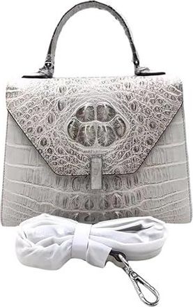 Generic Sac cabas pour femme, taille moyenne, en cuir de crocodile v&eacute;ritable, sac &agrave; main pour femme en cuir dalligator exotique, bandouli&egrave;re trois-en-un