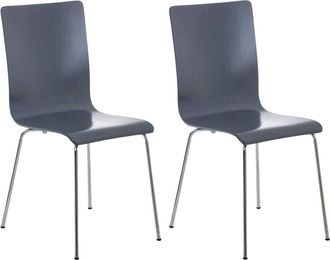 Clp 2er-Set Wartezimmerstuhl Pepe mit ergonomisch geformten Holzsitz und Metallgestell I 2X Konferenzstuhl I erhältlich, Farbe:grau