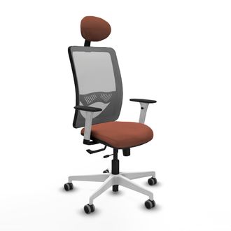 Piqueras y Crespo B&uuml;rostuhl, ideal f&uuml;r die Arbeit von Zulema mit wei&szlig;en und schwarzen Armlehnen, h&ouml;henverstellbare Lendenwirbelst&uuml;tze und festes Kopfteil, Grau/Braun