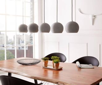 DELIFE H&auml;ngeleuchte Pentola Grau 115 cm 5 Schirme Beton, Leuchten