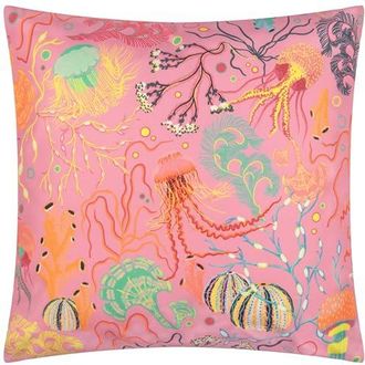 furn. Mit Reef bedrucktes Outdoor-Kissen mit Polyesterfüllung - Rosa - 45 x 45 cm