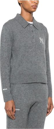 Sporty & Rich Femme, Pulls, Gris, Taille: 38 FR Heritage Yankees Serif Cashmere Polo