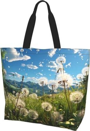 Generic Pissenlit Sur LHerbe Sac A Main Femme Pliable Sacs De Courses Imperm&eacute;able Sac Fourre-Tout Pour Plage Shopping Quotidienne