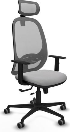 Piqueras y Crespo Hellgrauer Stuhl mit 1D-Armlehnen, h&ouml;henverstellbare Lendenwirbelst&uuml;tze und h&ouml;henverstellbares Kopfteil, Neigung und Neigung, ausgestattet mit Syncro/