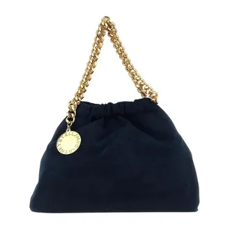 Stella McCartney Geraffte Clutch mit Kettendetail - - Bags - Damen - Blau - ONE SIZE