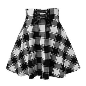 Generic Jupe Homme Courte Décontracté Impression Mini Jupe Mode Printemps Jupe Courte Mode Quotidien Femmes Plaid Plissée Jupe Femme Jupe Tulle Vert (White, X