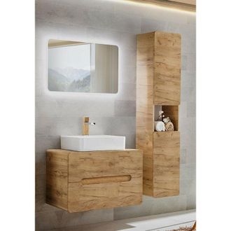 AC-D&eacute;co Ensemble meuble vasque &agrave; poser + Grande armoire - 80 cm - Archipel Craft - Livraison gratuite