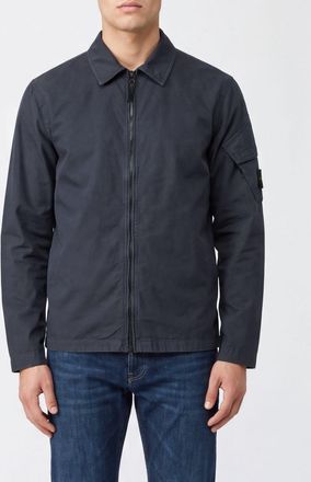Stone Island Hemdjacke aus Baumwolle mit Rei&szlig;verschluss und Compass-Logo