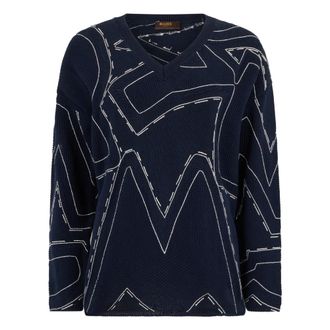Moorer V-Ausschnitt Strickpullover - - Knitwear - Damen - Blau - XS